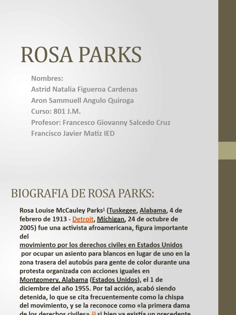 ROSA PARKS Exposicion 3 | PDF | Rosa Parks