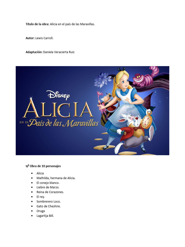 obra alicia en el país de las maravillas | PDF | Las aventuras de ...