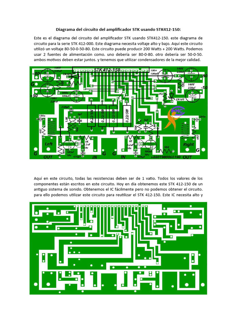 Diagrama Del Circuito Del Amplificador STK412-150 | PDF