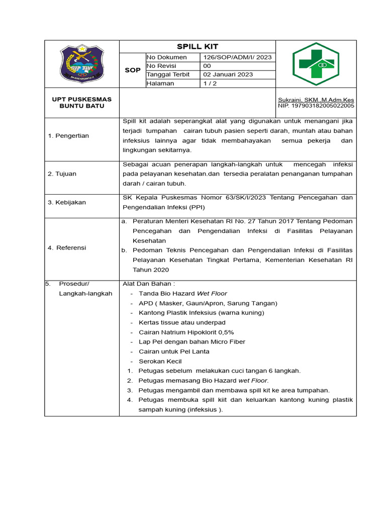 5.5.3 Sop Spill Kit | PDF