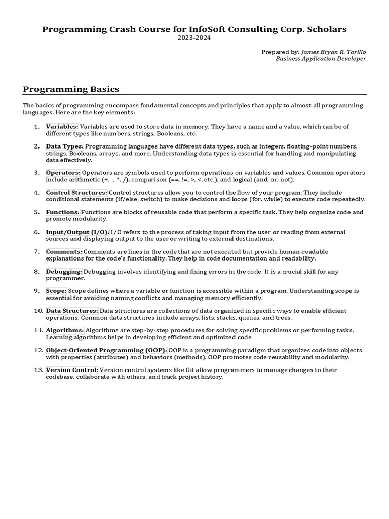Programming Crash Course Guide Pdf Data Type Boolean Data Type 7620