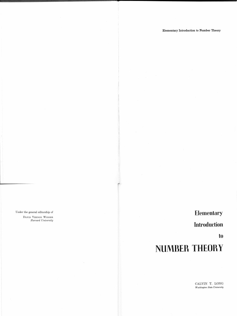 Elementary Introduction To Number Theory - Compress | PDF