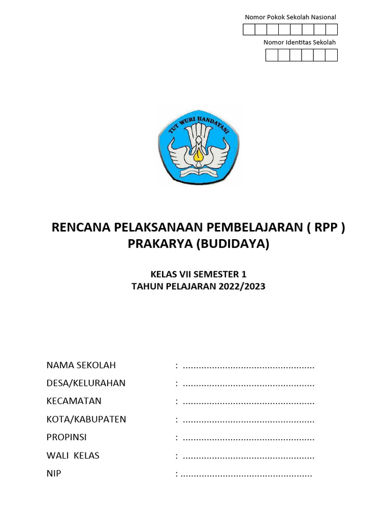 RPP 1 Lembar Prakarya Kelas 7 Semester 1 | PDF | Karier & Perkembangan