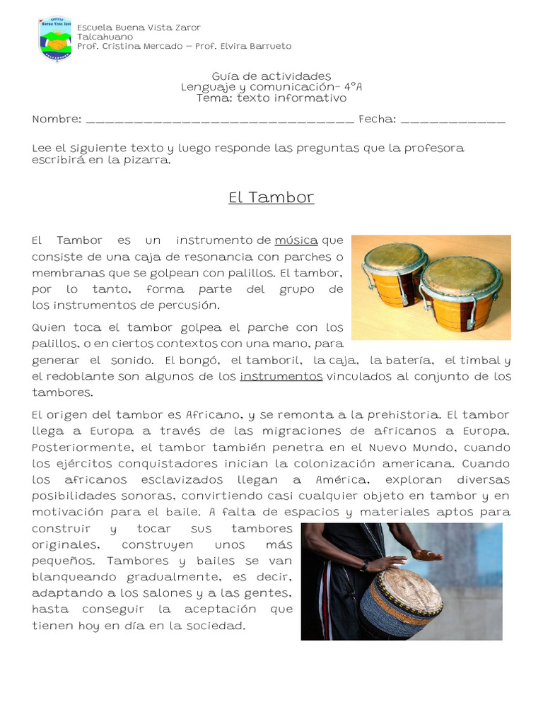 texto informativo, tambor | PDF