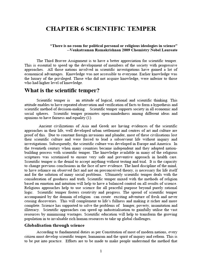 CHAPTER 6 Scientific Temper of Ebook of DR CKB Nair | PDF | Knowledge ...