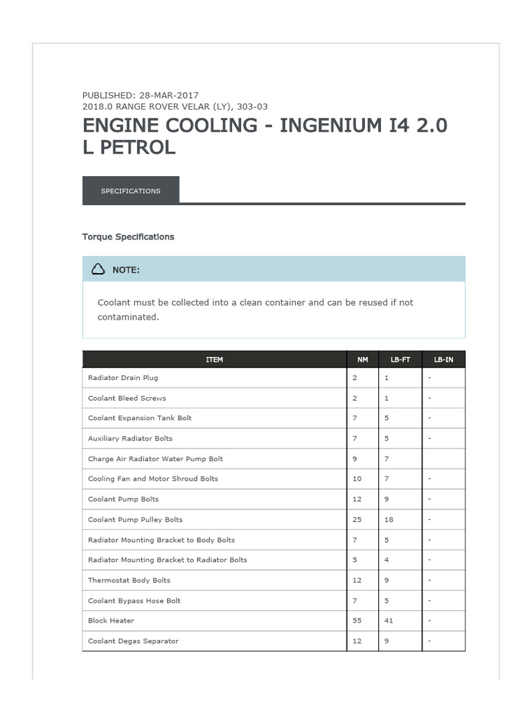 Engine Cooling - INGENIUM I4 2.0L Petrol | PDF | Belt (Mechanical ...