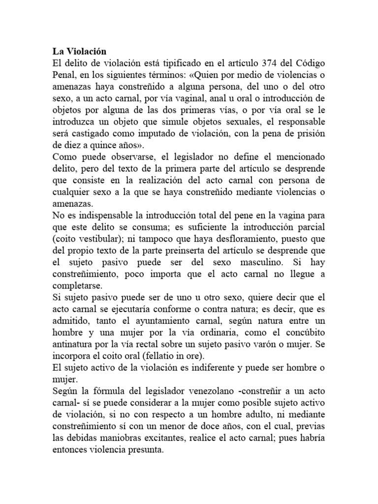 La Violación | PDF | Violación | Derecho penal