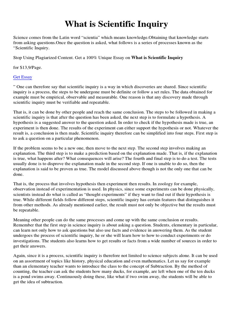 What Is Scientific Inquiry | PDF | Scientific Method | Experiment