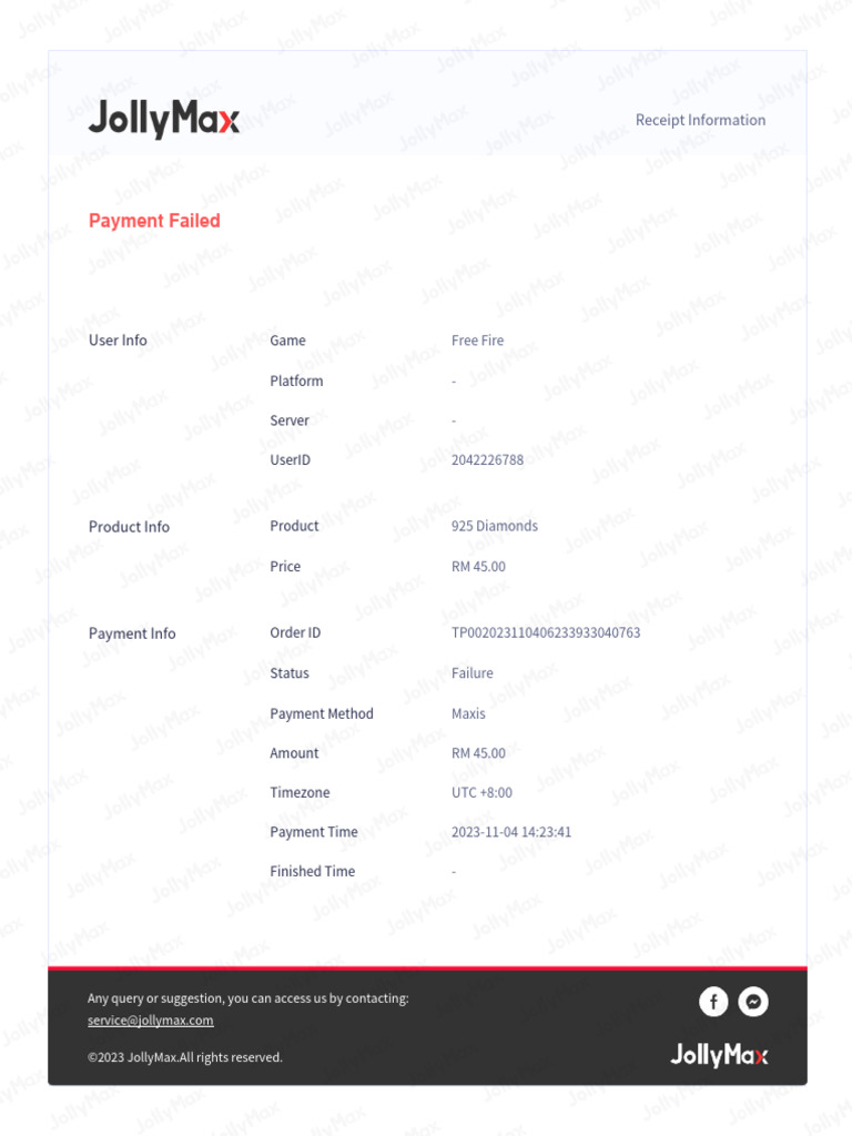 Payment Failed | PDF