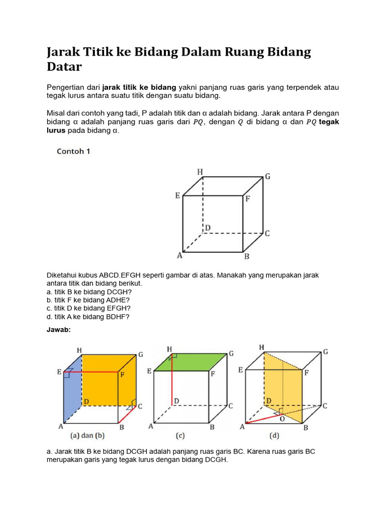 Jarak Titik ke Bidang dalam Kubus | PDF | Olahraga & Rekreasi | Sains ...
