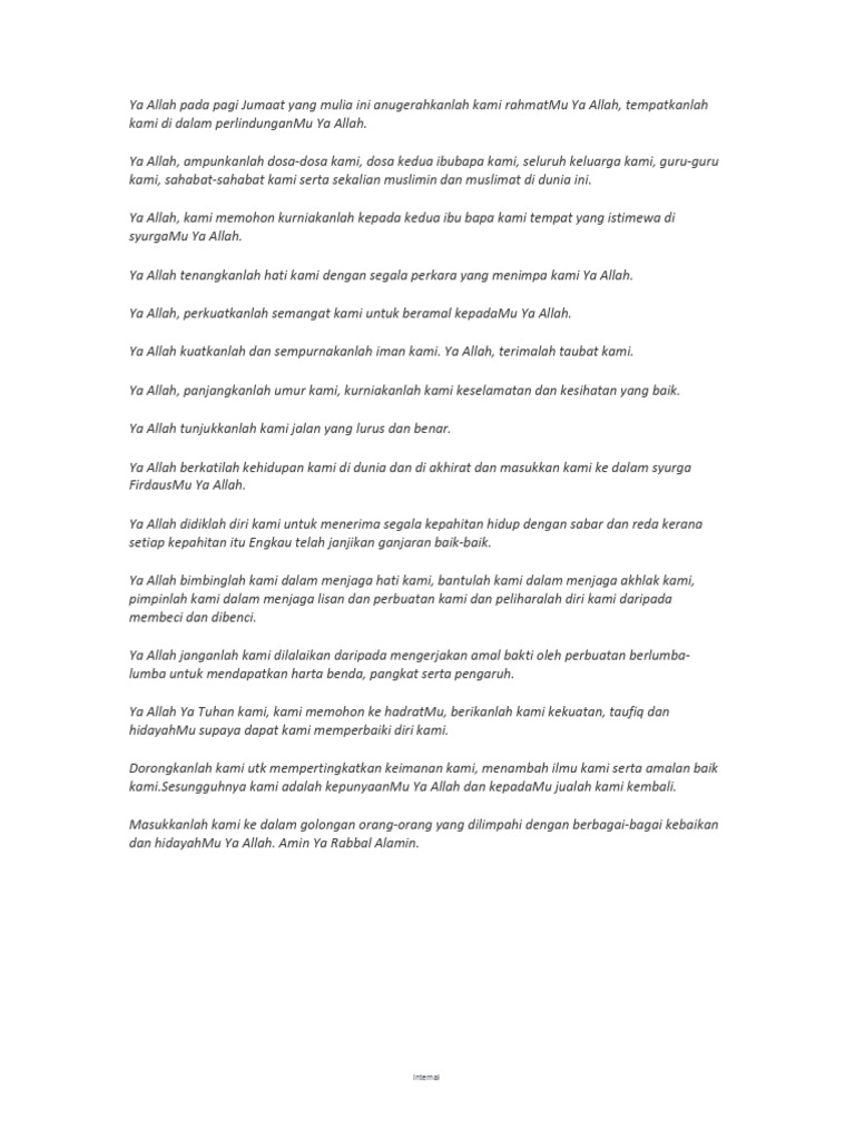 Doa Hari Jumaat | PDF