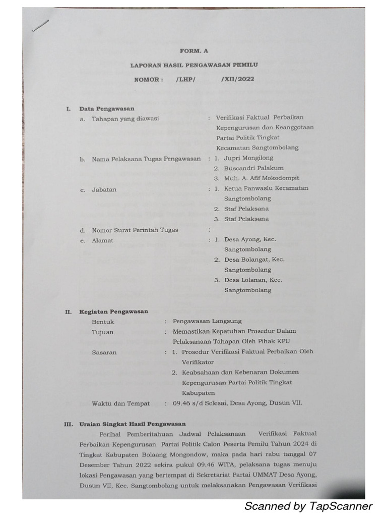 LHP Verfak 7 Desember 2022 | PDF