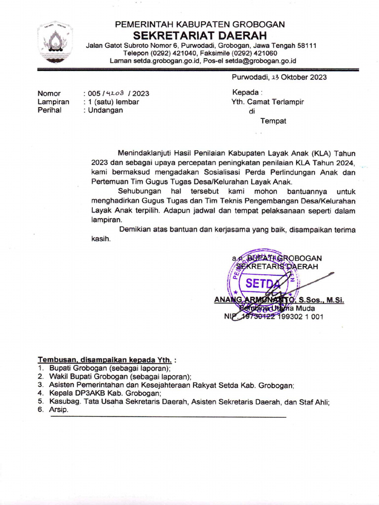 Surat Sosialisasi PERDA 2023 | PDF