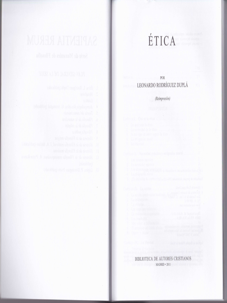 RODRÍGUEZ DUPLÁ, Leonardo, Ética, (Cap 1) | PDF | Moralidad | Verdad
