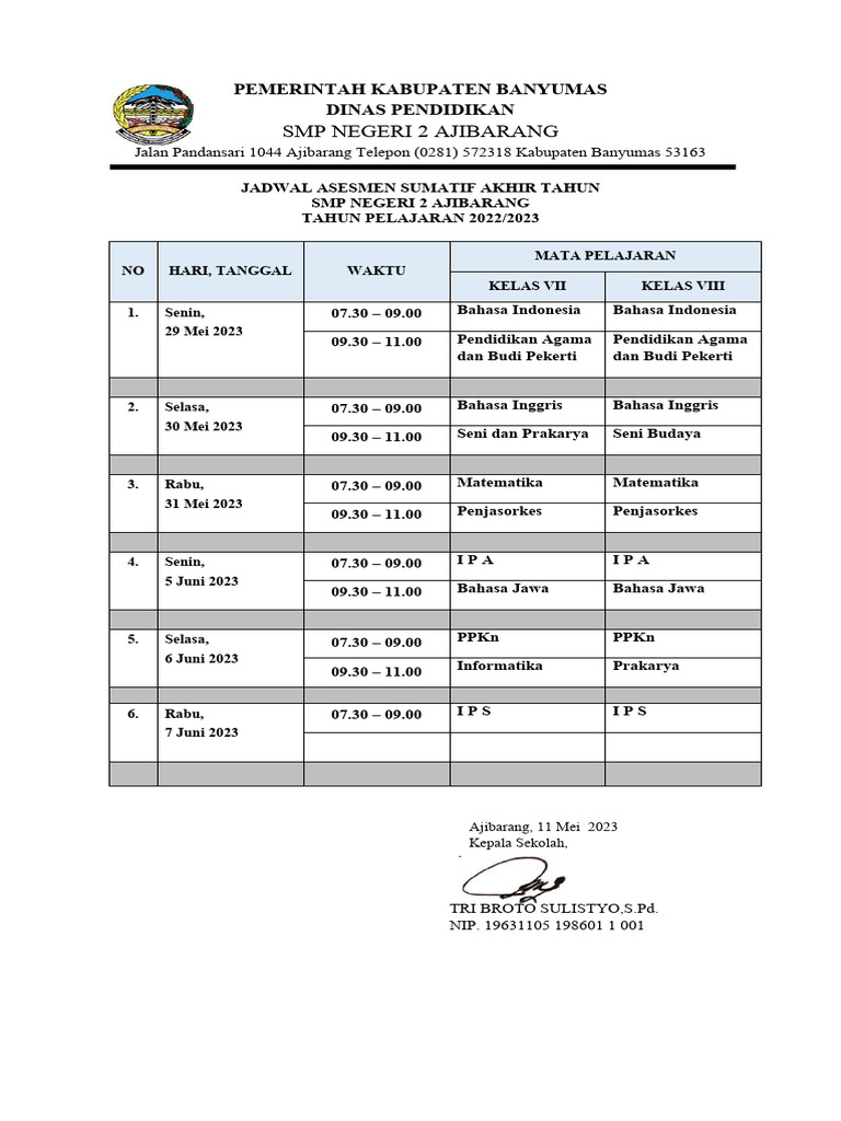 Jadwal Asat 2023 | PDF