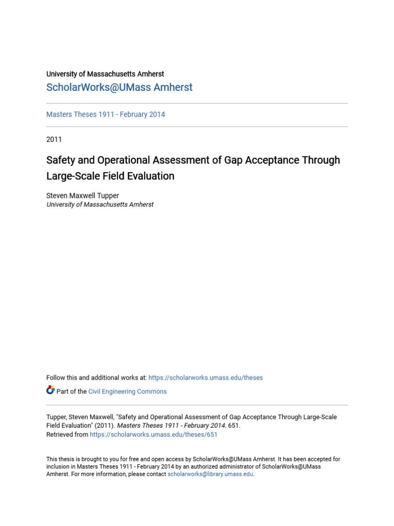 Safety and Operational Assesment of Gap Acceptance Through Large Scale Field Evaluation | PDF ...