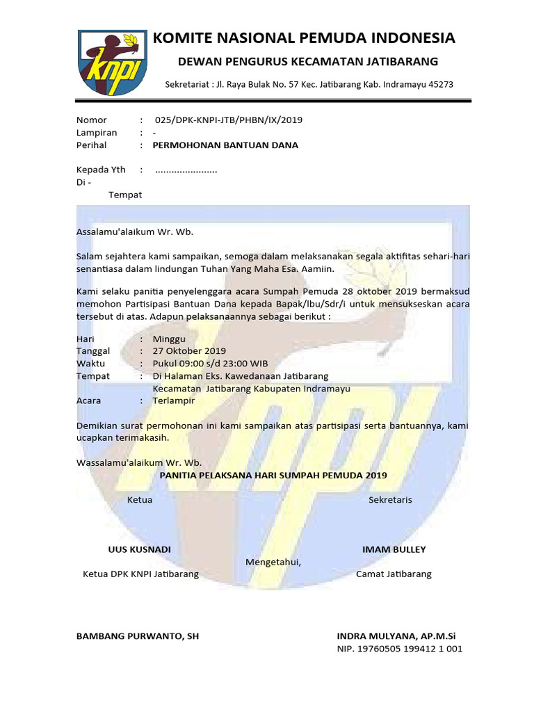 Proposal Hari Sumpah Pemuda KNPI | PDF