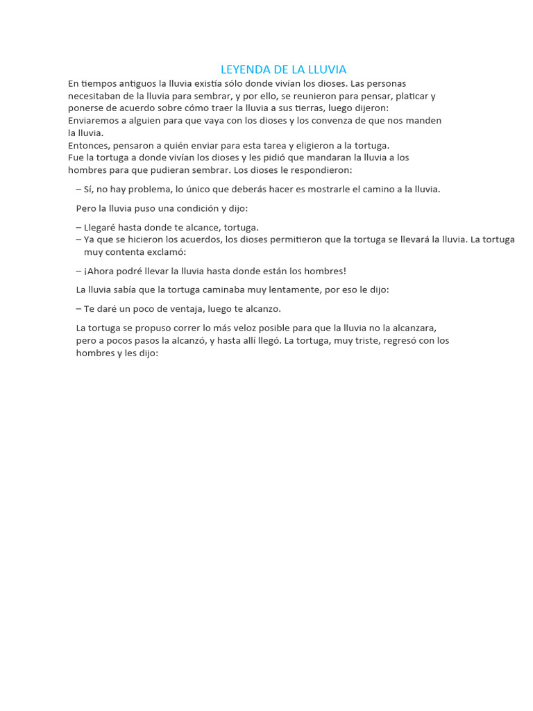 Leyenda de La Lluvia | PDF