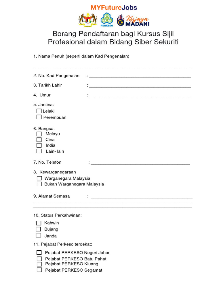 Borang Pendaftaran Perkeso | PDF Borang Pendaftaran Perkeso | PDF