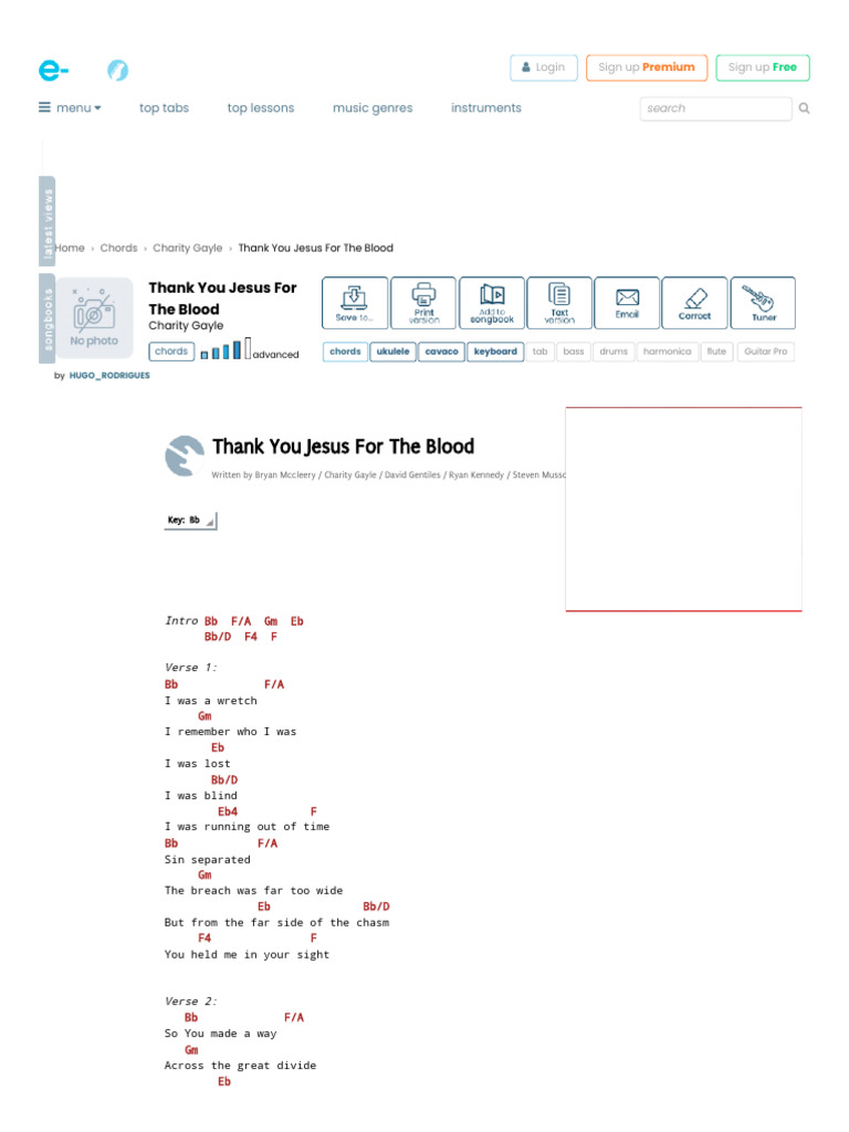 Thank You Jesus For The Blood Chords Charity Gayle E Chords Pdf