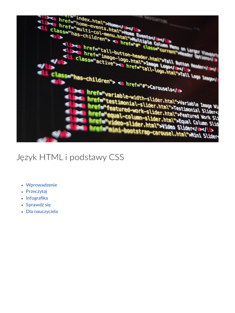 Jezyk HTML I Podstawy CSS | PDF