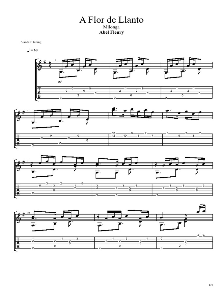 Guitar Tab for "A Flor de Llanto" | PDF