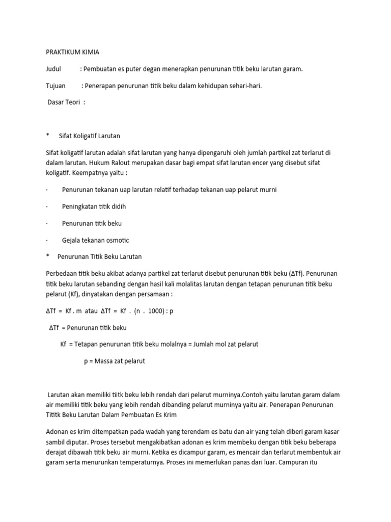 PRAKTIKUM KIMIA Es Puter | PDF