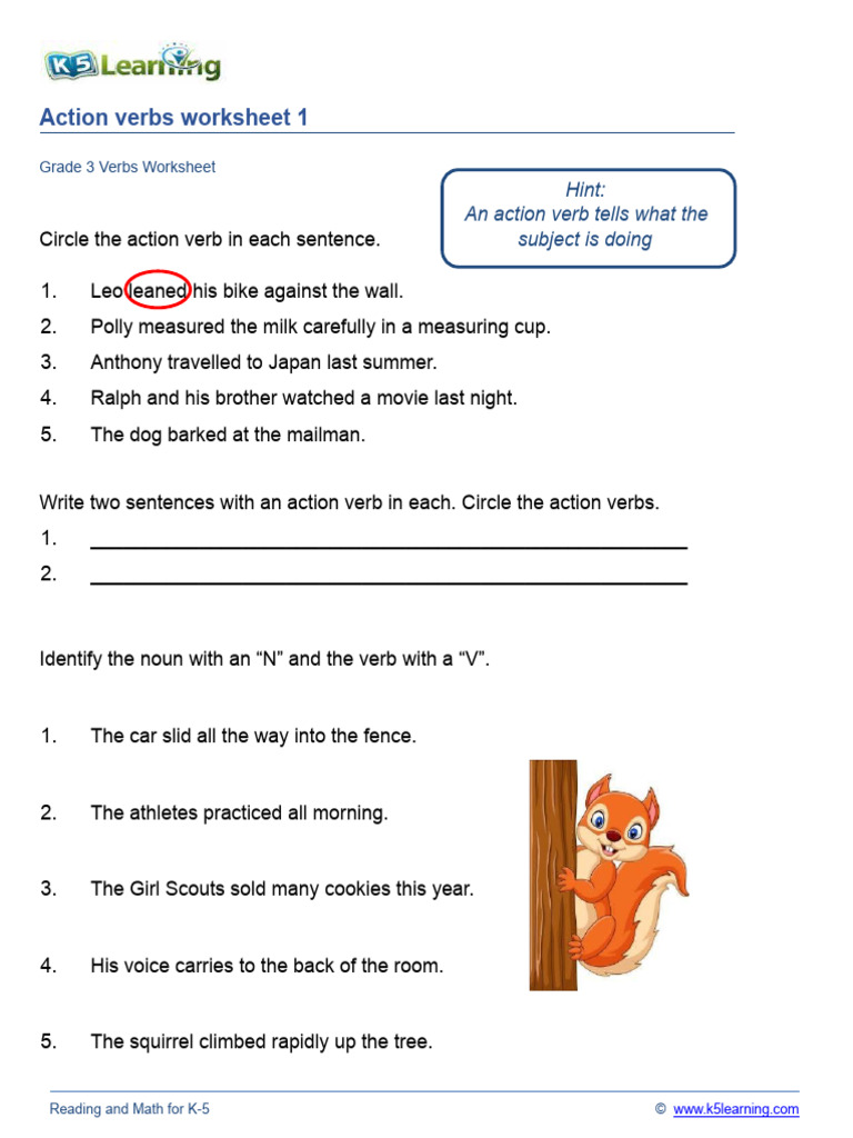 Grade 3 Action Verbs Worksheets | PDF | Language Arts & Discipline ...