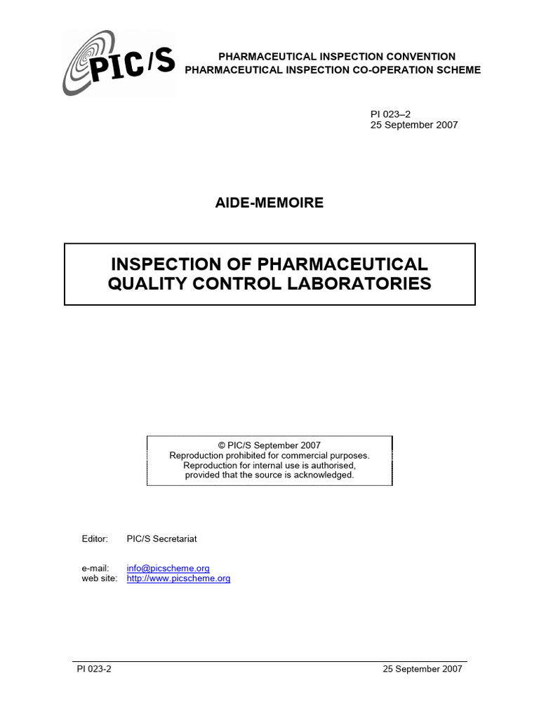 Aide-Memoire for GMP Lab Inspections | PDF | Verification And ...