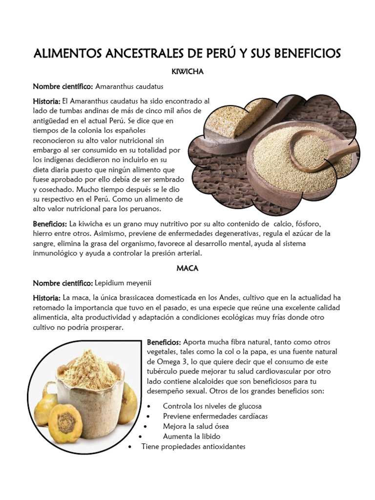 Alimentos Ancestrales de Perú y Sus Beneficios | PDF | Nutrición ...