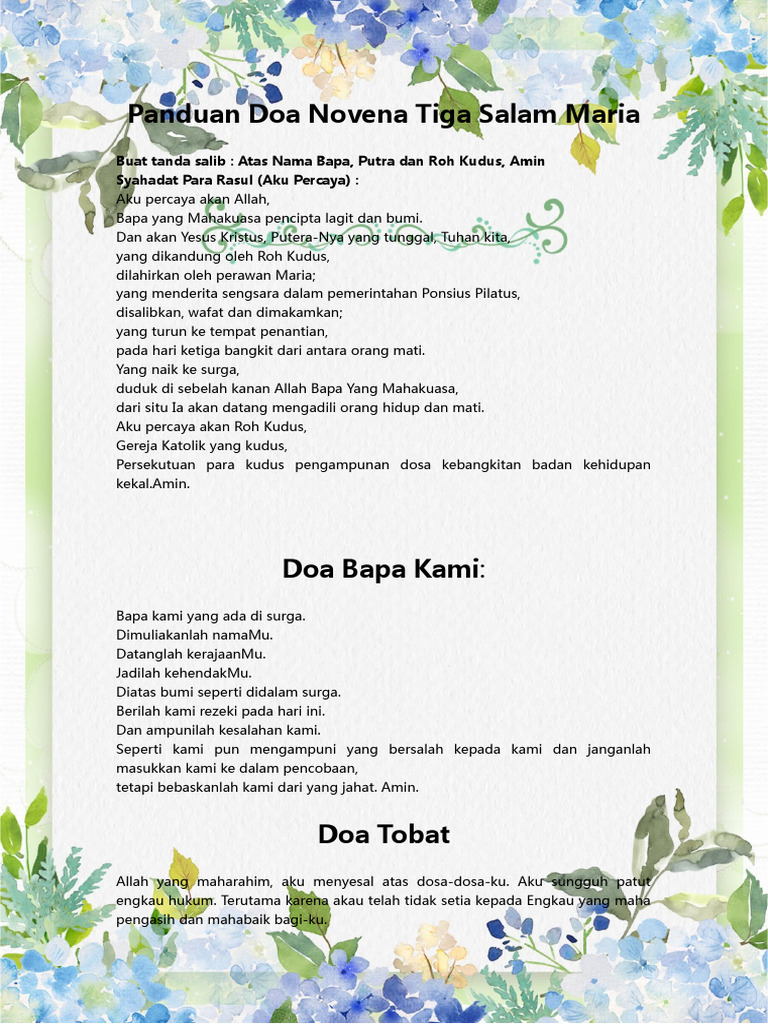 Doa Novena Tiga Salam Maria | PDF