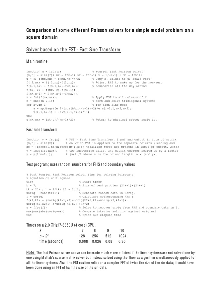 Poisson Solvers Multigrill Matlab Pdf Matrix Mathematics Fourier Transform