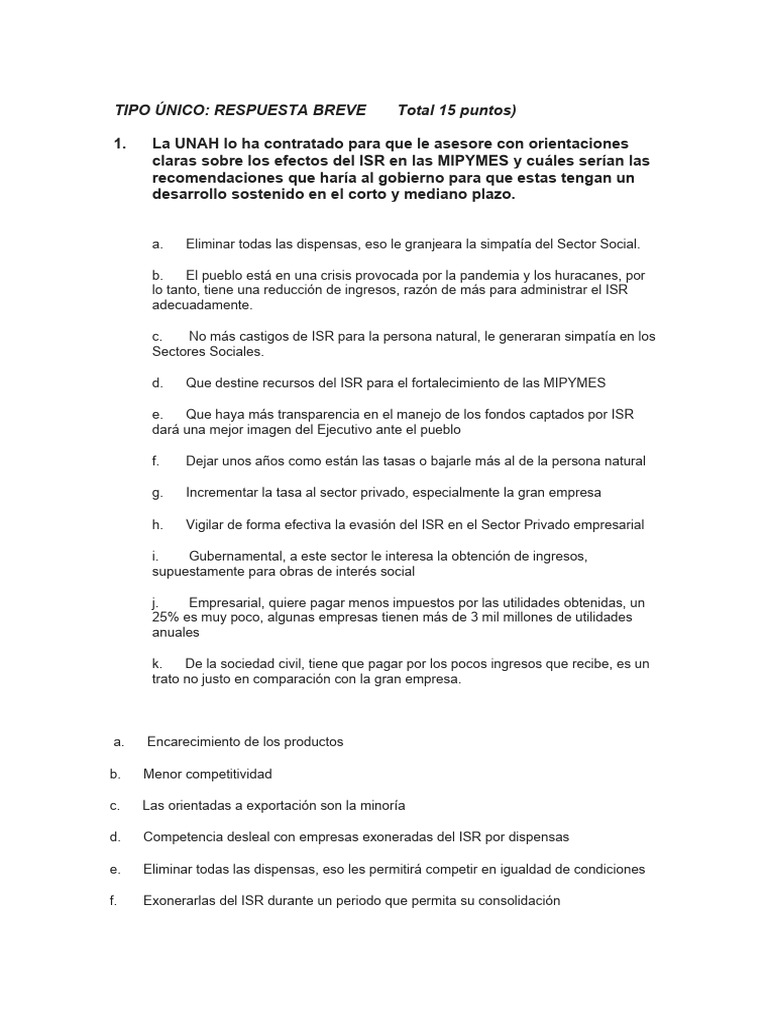 Examen De Tributaria Pdf Impuesto Sobre La Renta Business