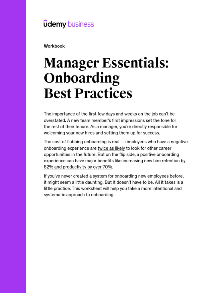 Udemy Business Manager Essentials Onboarding Best Practices Workbook ...