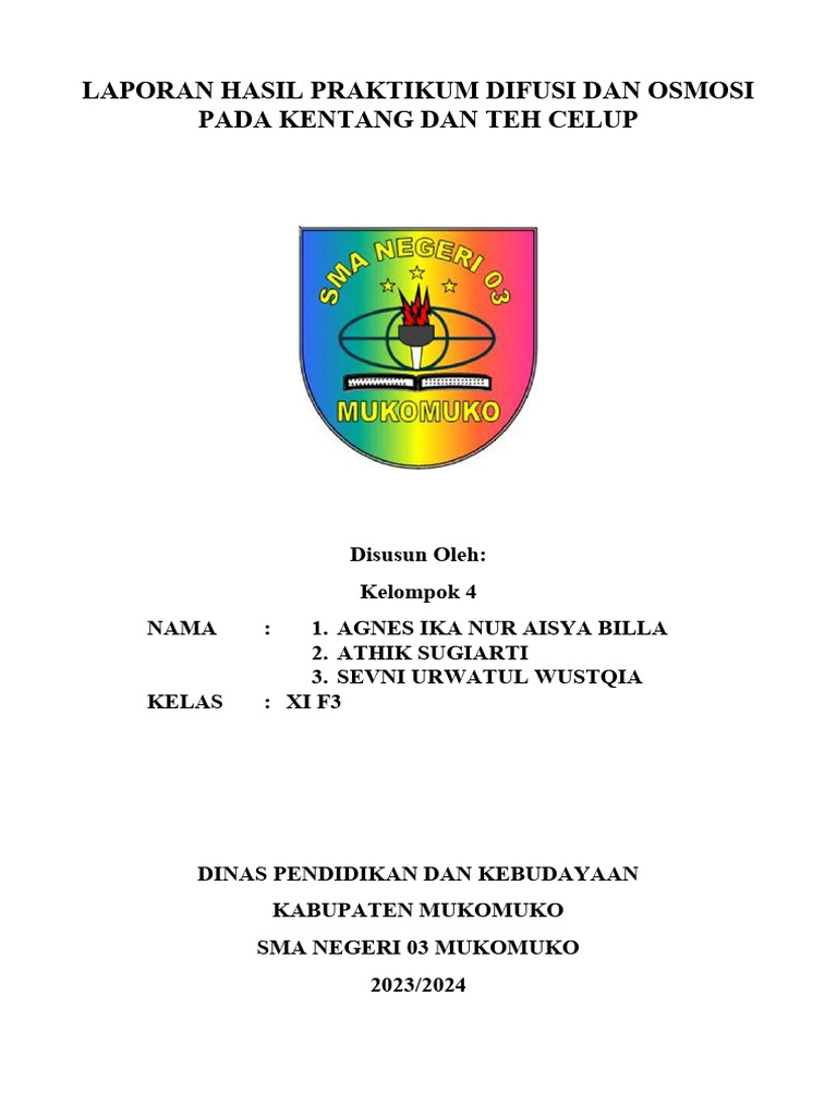 Laporan Praktikum Difusi dan Osmosis | PDF