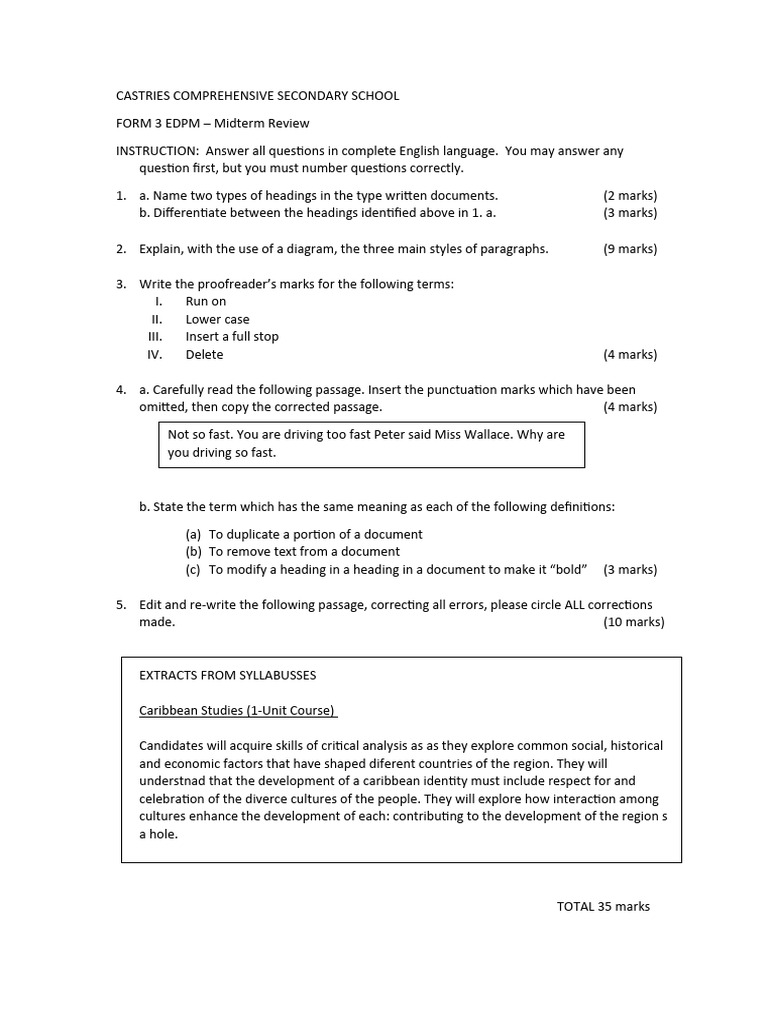 EDPM Midterm Review Guide | PDF | Paragraph | Proofreading