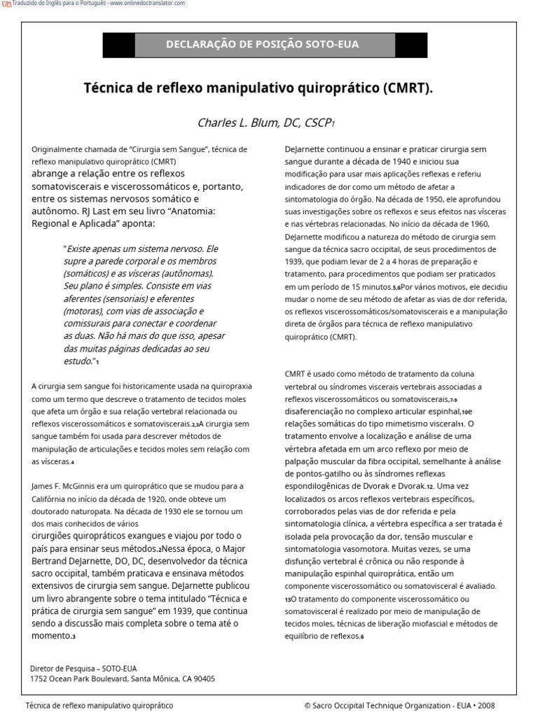 BLUM Charles L Chiropractic Manipulative Reflex Technique CMRT Sacro ...