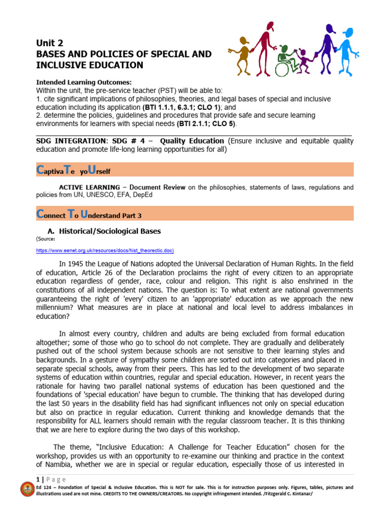 Ed 124 Unit 2 Part 3 | PDF | Special Education | Inclusion (Education)
