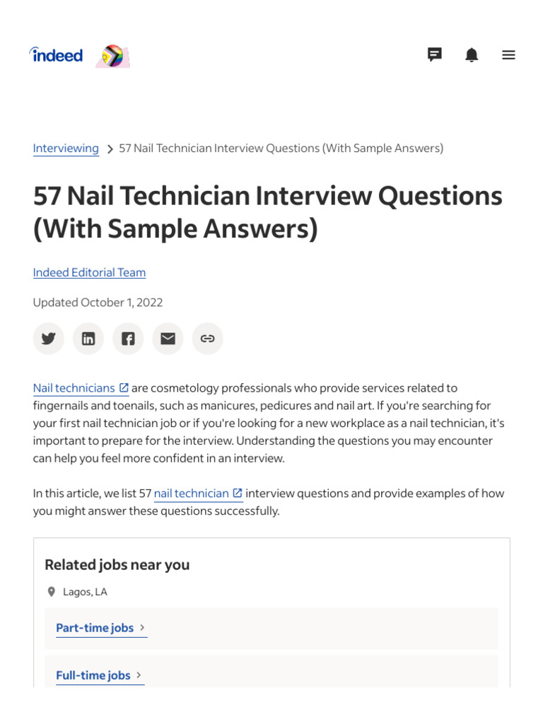 57 Nail Technician Interview Questions (With Samp | PDF | Feeling