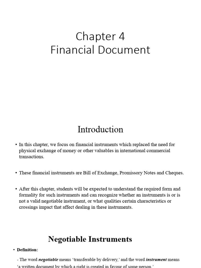 Chapter 4 | PDF | Negotiable Instrument | Cheque