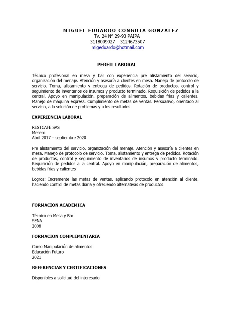 Hoja de Vida Compensar | PDF