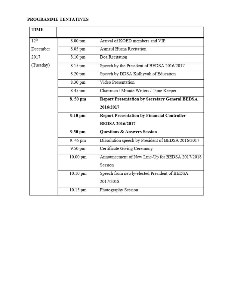 Emcee Script For University-Level Annual Grand Meeting (AGM) | PDF