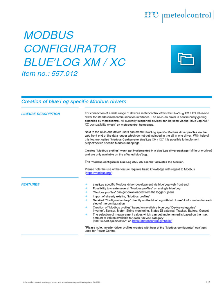 1.DB Modbus Configurator Bluelog XM XC en | PDF | Systems Engineering ...