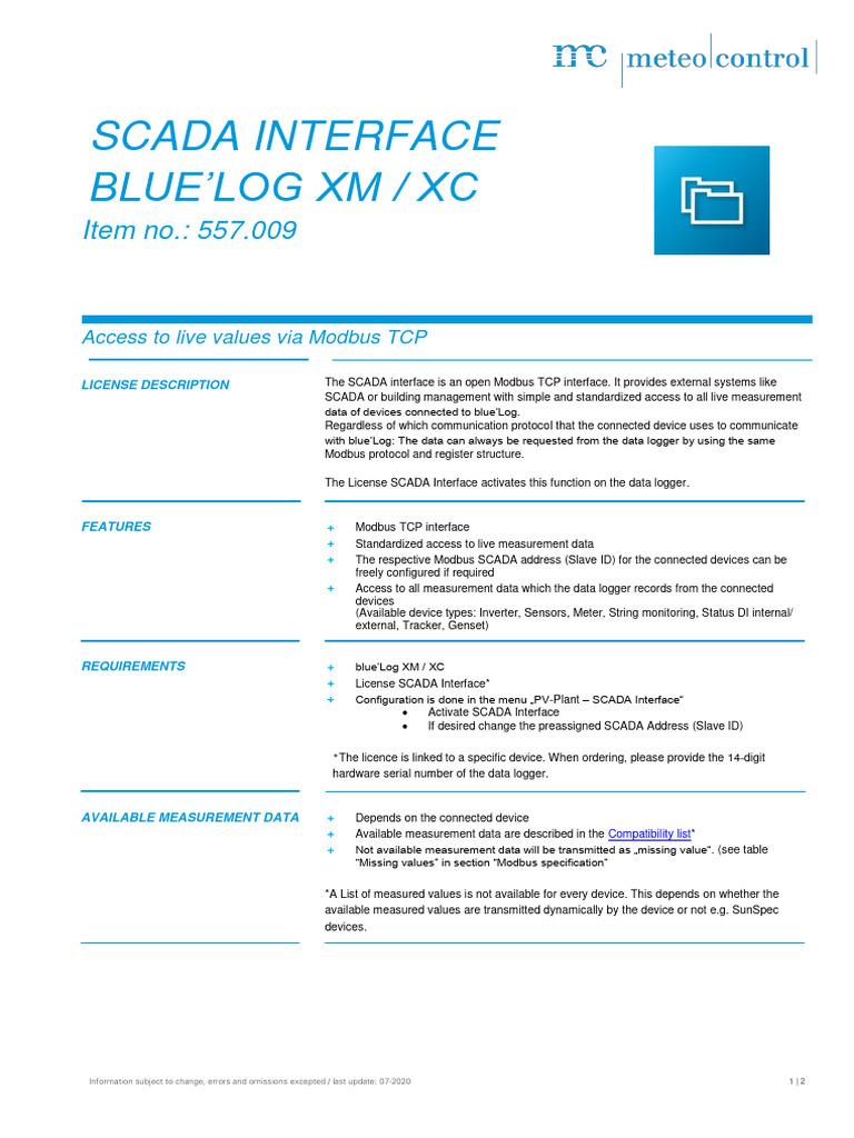 DB SCADA Interface Bluelog XM XC en | PDF | Scada | Data Transmission