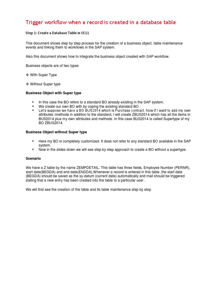 Trigger Workflow When A Record Is Created in A Database Table | PDF ...