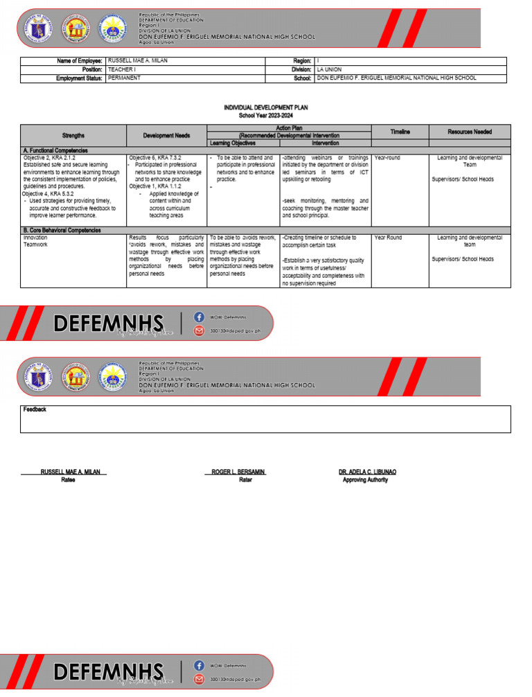 Individual-Develoment-Plan_2023-2024 | PDF | Learning | Mentorship