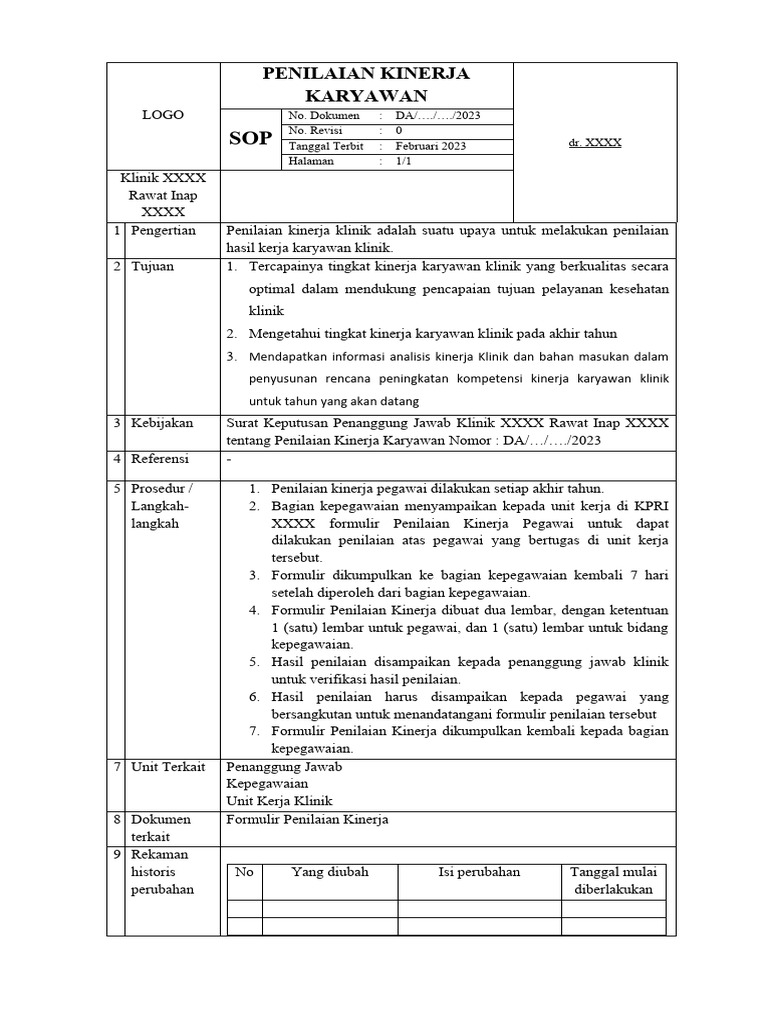 TKK 2 Ep 3 Sop Penilaian Kinerja Karyawan | PDF