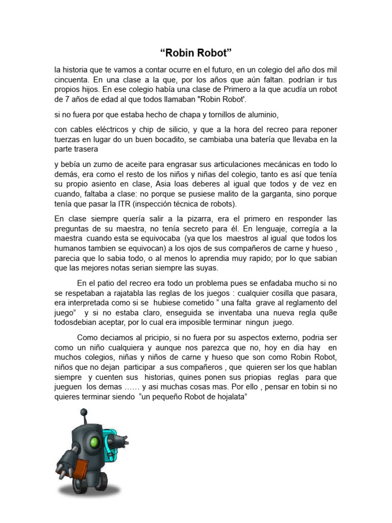 Robin Robot | PDF | Artes del Lenguaje y Comunicación
