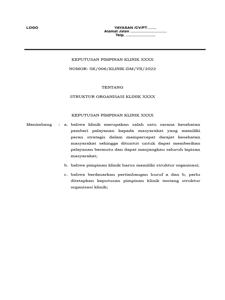 TTK 1 Ep 2 SK TTG Struktur Organisasi Fasyankes | PDF