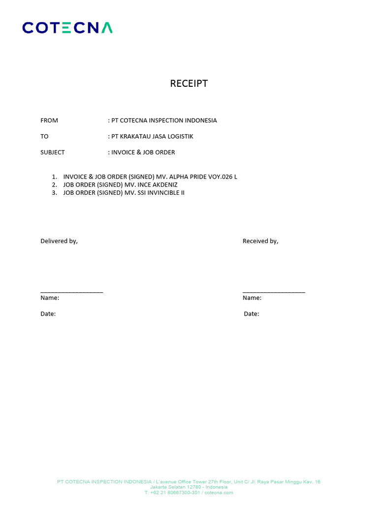 Tanda Terima INVOICE | PDF
